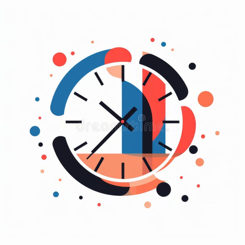 Abstract Clock Silhouette on White Background - Minimalist 2d ...