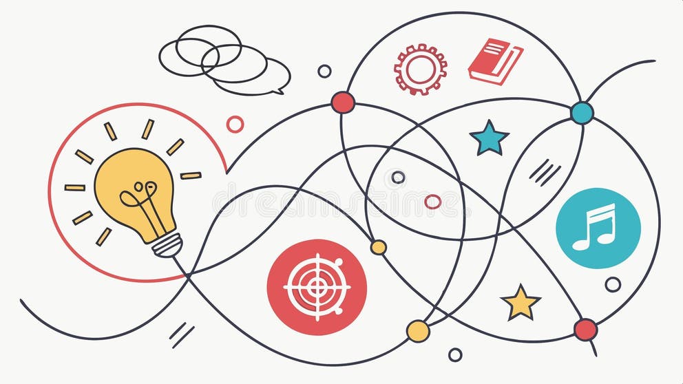 Creative Idea Network with Lightbulb and Star Symbols Vector Design ...