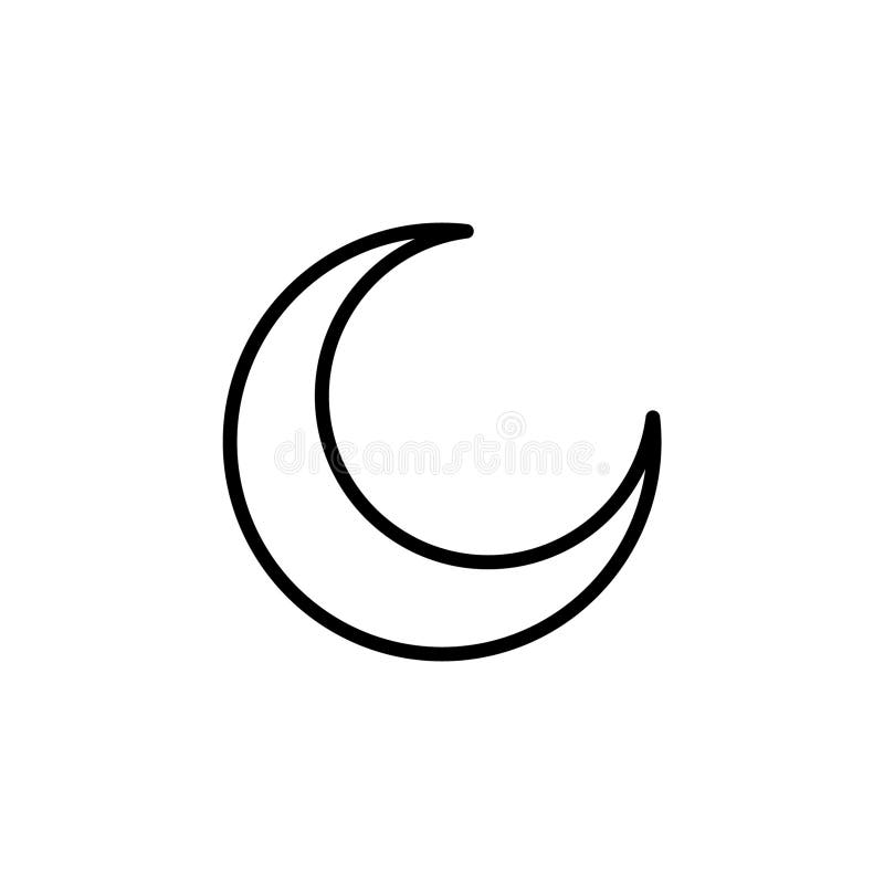 Vector Illustration of Crescent Moon Icon with Outline Style. Suitable ...