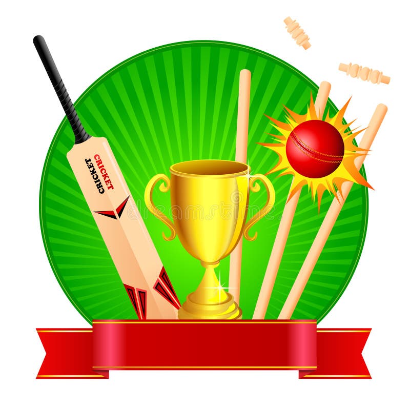 Cricket Kit with Trophy stock vector. Illustration of play - 29764911