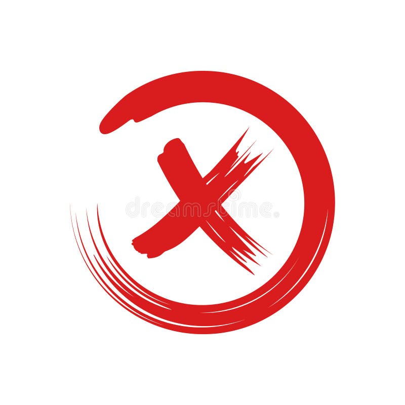 Vector Illustration of Cross Mark. Handwritten Sign. Isolated Stock ...