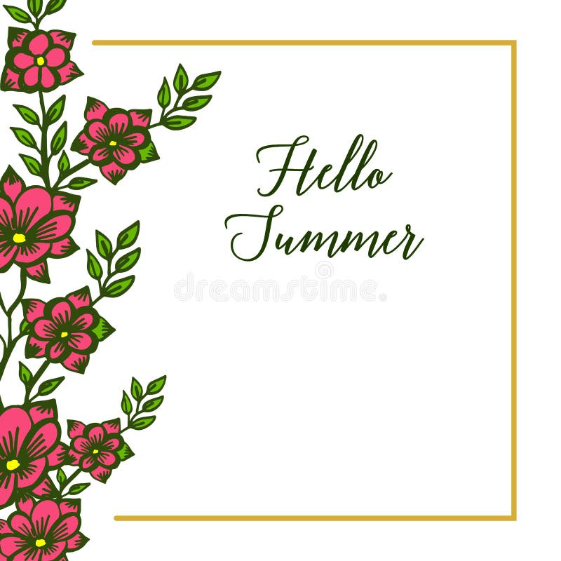 Vector Illustration Crowd Red Wreath Frame for Template Hello Summer ...