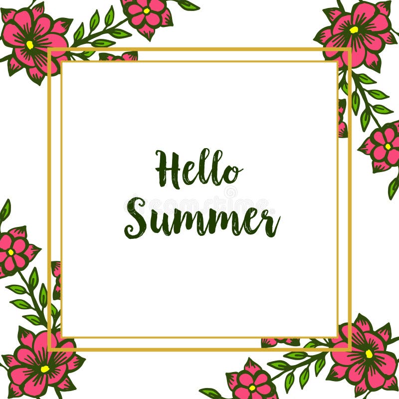 Vector Illustration Crowd Red Wreath Frame for Template Hello Summer ...