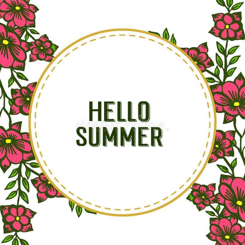 Vector Illustration Crowd Red Wreath Frame for Template Hello Summer ...