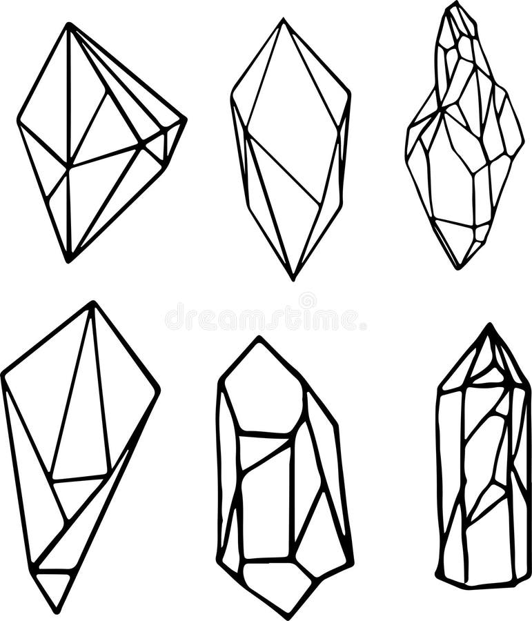 Vector Illustration of Crystals. Crystal Line Art Vector. Vector of ...