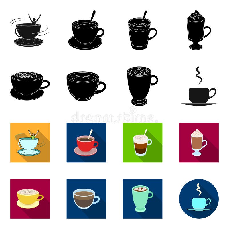 Vector Design of Cup and Coffe Symbol. Collection of Cup and Top Stock ...