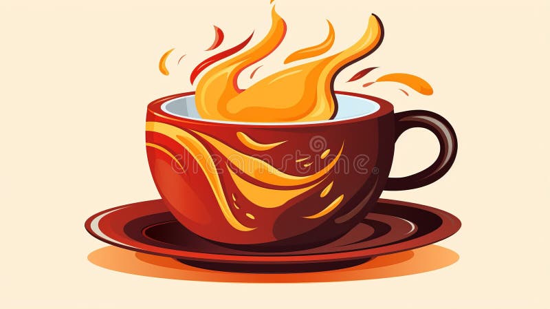 Vector Illustration of a Cup of Coffee with Fire Stock Illustration ...