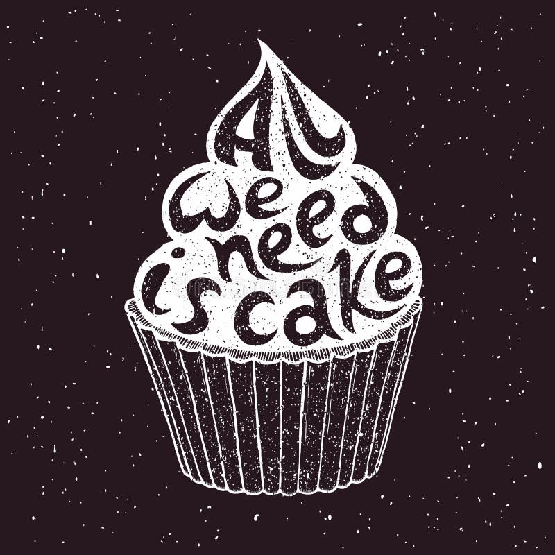 Hand Drawn Cupcake with Text Stock Vector - Illustration of icon ...