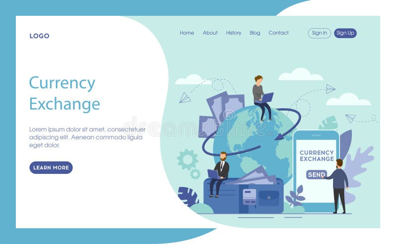 Vector Illustration with Currency Exchange Writing. Website Interface ...