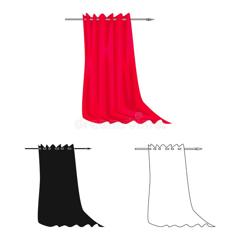 Vector Illustration of Curtain and Silk Sign. Set of Curtain and Drape ...