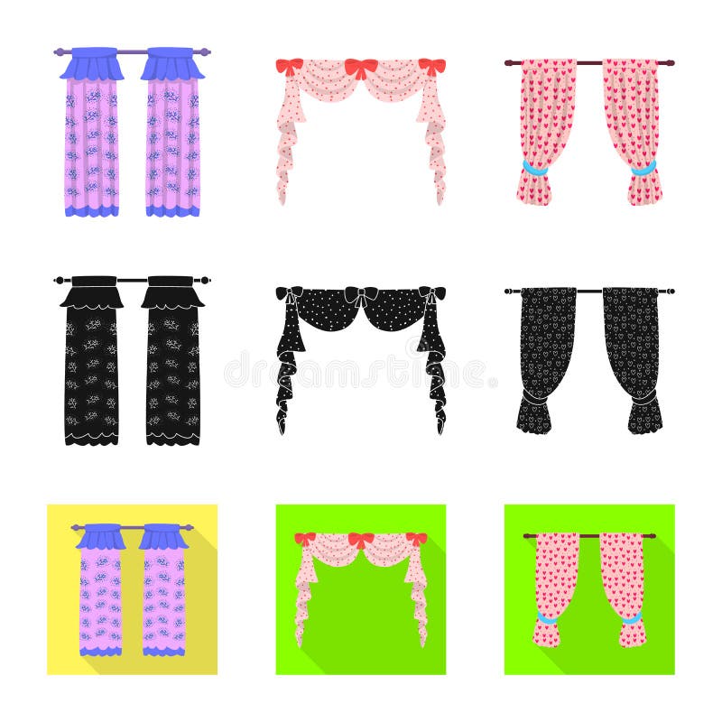 Vector Design of Curtains and Drapes Symbol. Collection of Curtains and ...