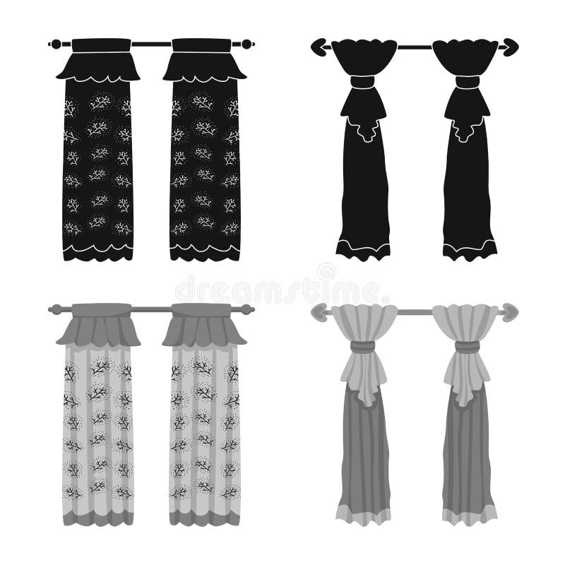 Vector Illustration of Curtains and Drapes Symbol. Collection of ...