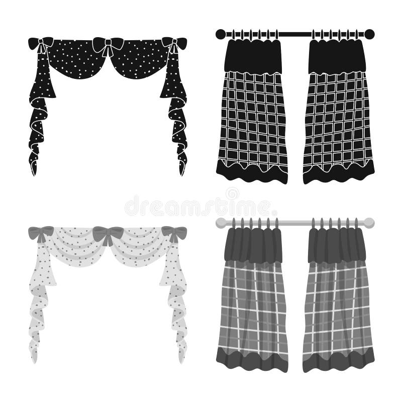 Vector Design of Curtains and Drapes Icon. Collection of Curtains and ...