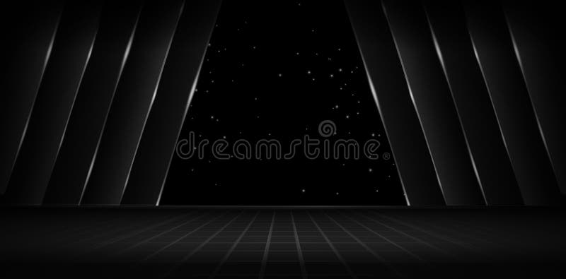 Vector Illustration of Curtains Silver Stage Spotlight Stock Vector ...