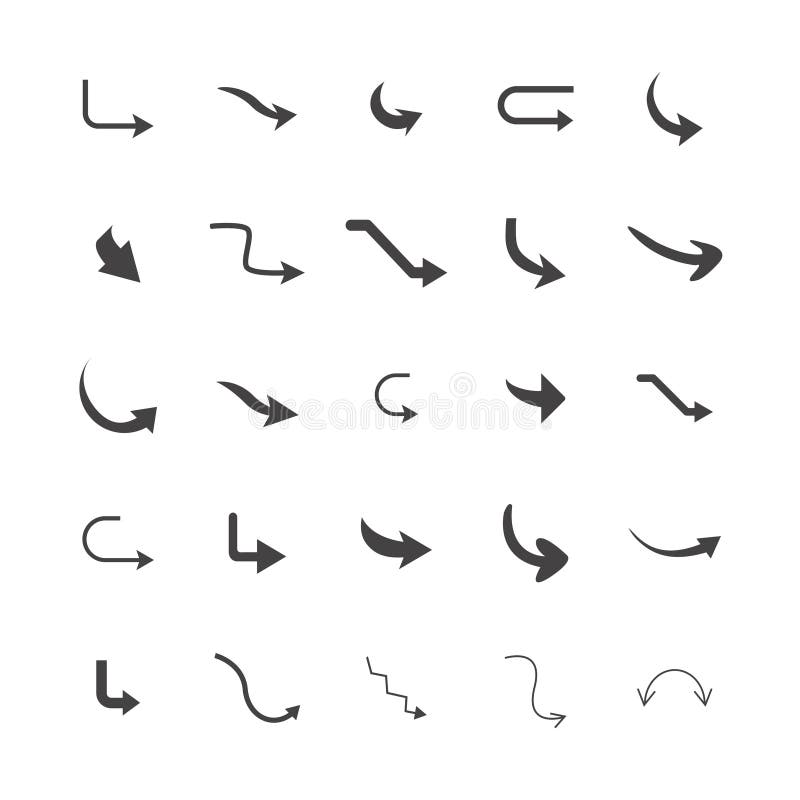 Vector Illustration of Curved Arrow Icons. 25 Curved Arrow Icons Set ...