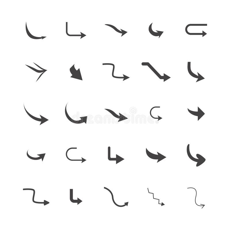 Vector Illustration of Curved Arrow Icons. 25 Curved Arrow Icons Set ...