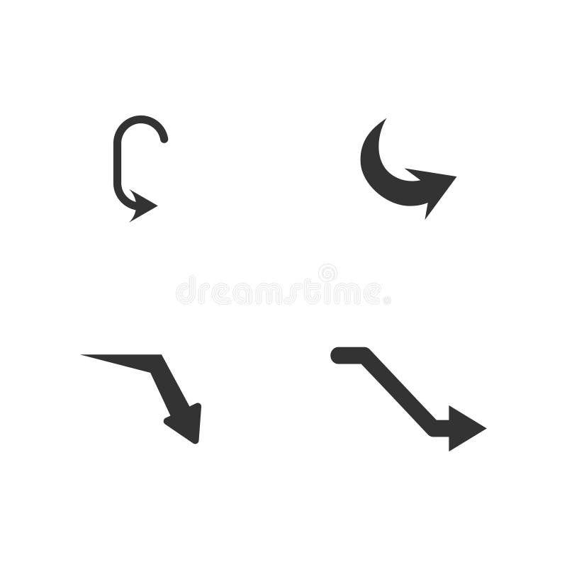 Vector Illustration of Curved Arrow Icons. 4 Curved Arrow Icons Set ...