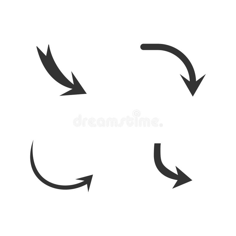 Vector Illustration of Curved Arrow Icons. 4 Curved Arrow Icons Set ...