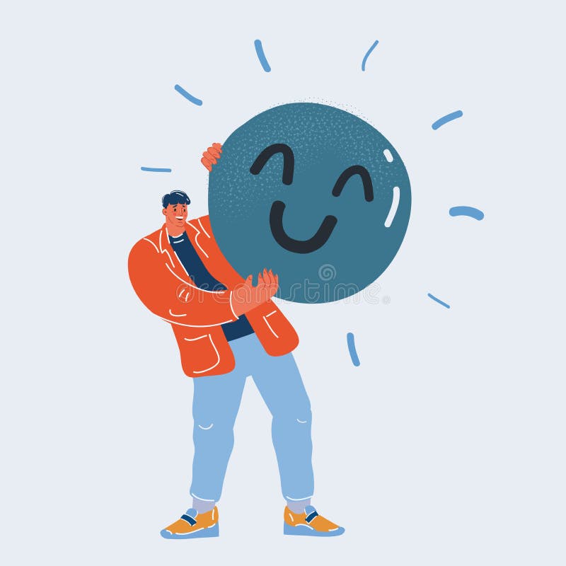 Vector Illustration of Customer, Man Hold Big Satisfaction or Feedback ...