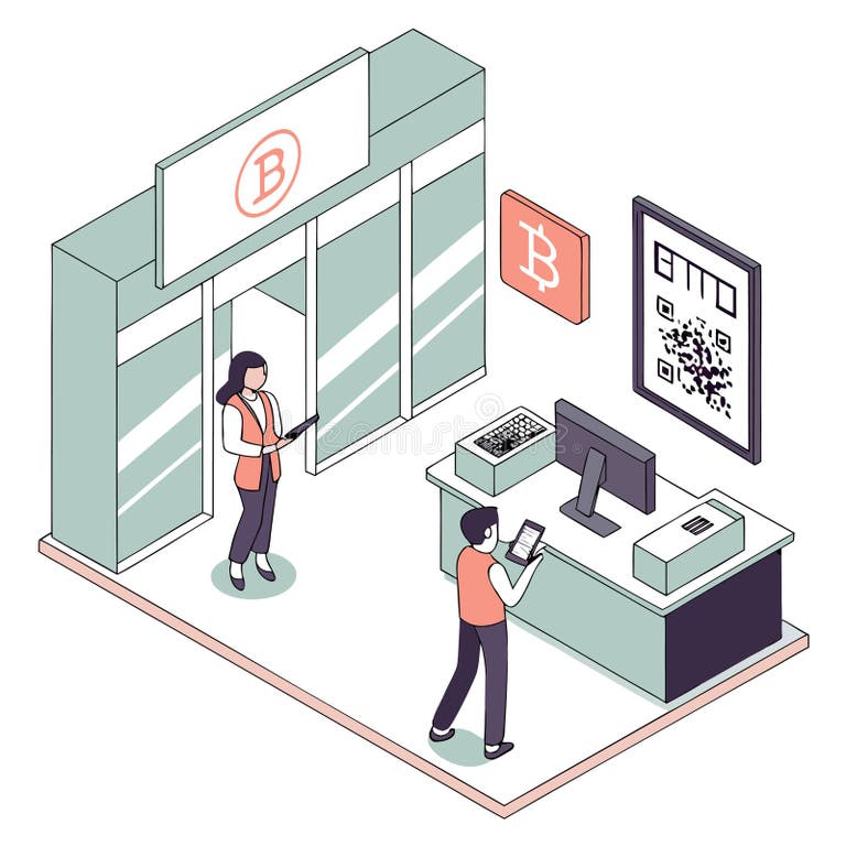 Vector Illustration of a Customer Using Smartphone To Scan QR Code for ...