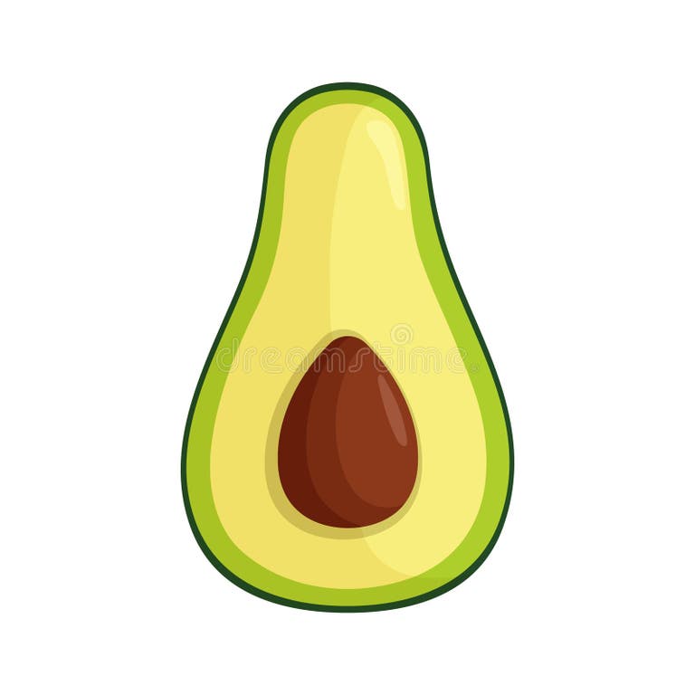 Vector Illustration of a Cut Ripe Avocado with a Bone Stock Vector ...