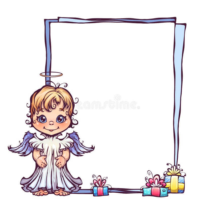 Vector Illustration of Cute Angel with Frame Stock Vector ...
