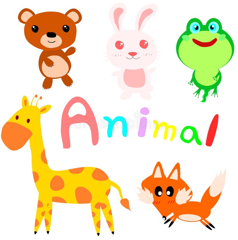 Vector Illustration of Cute Animals Stock Vector - Illustration of ...