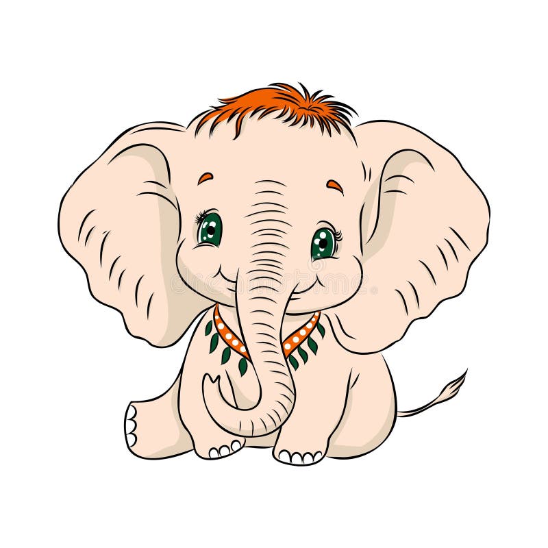 Vector Illustration of a Cute Baby Elephant Stock Vector - Illustration ...