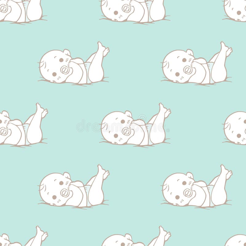 Vector Illustration Cute Baby Lay Down in Pastel Color Background ...