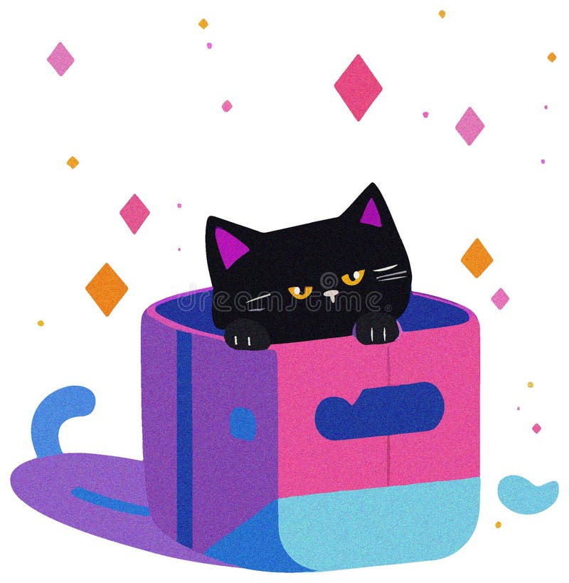 Vector Illustration, Cute Black Cat Playing Hide and Seek Stock ...