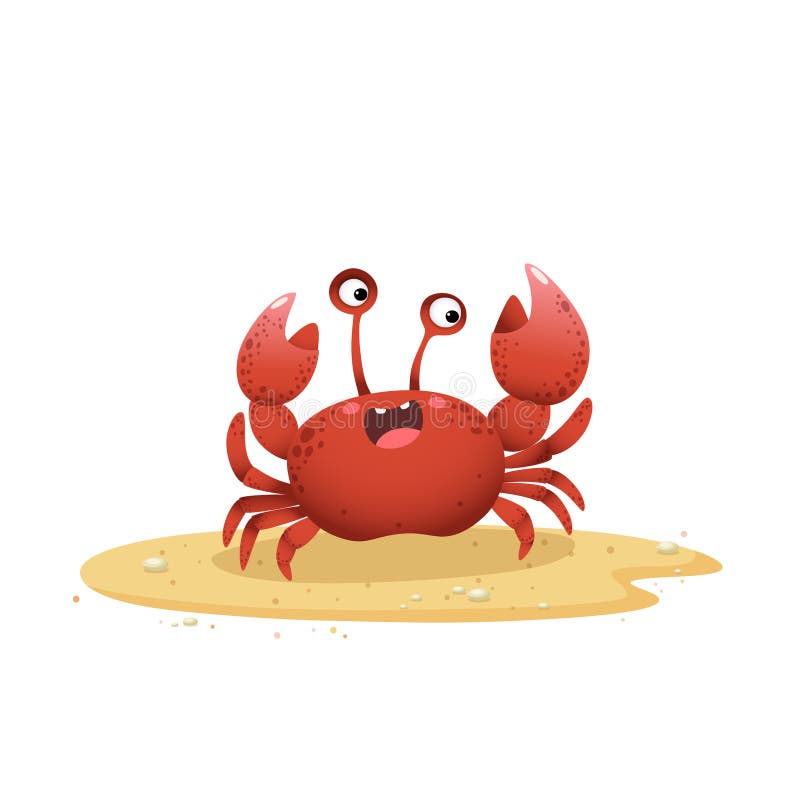 A Cartoon Crab Crawling on Sand Beach on White Background Stock Vector ... A Cartoon Crab Crawling on Sand Beach on White Background Stock Vector ...