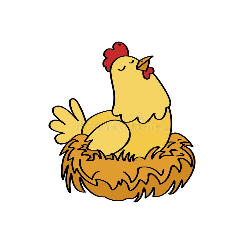 Cartoon Hen Posing Isolated On White Background Stock Vector ...