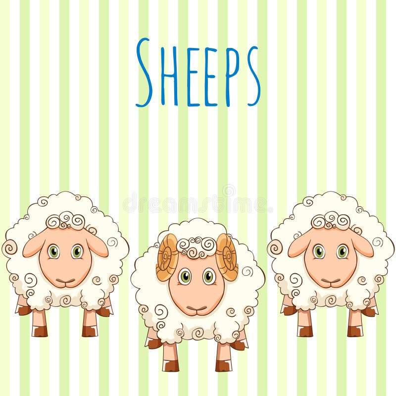 Vector Illustration Cute Cartoon Sheep Stock Vector - Illustration of ...