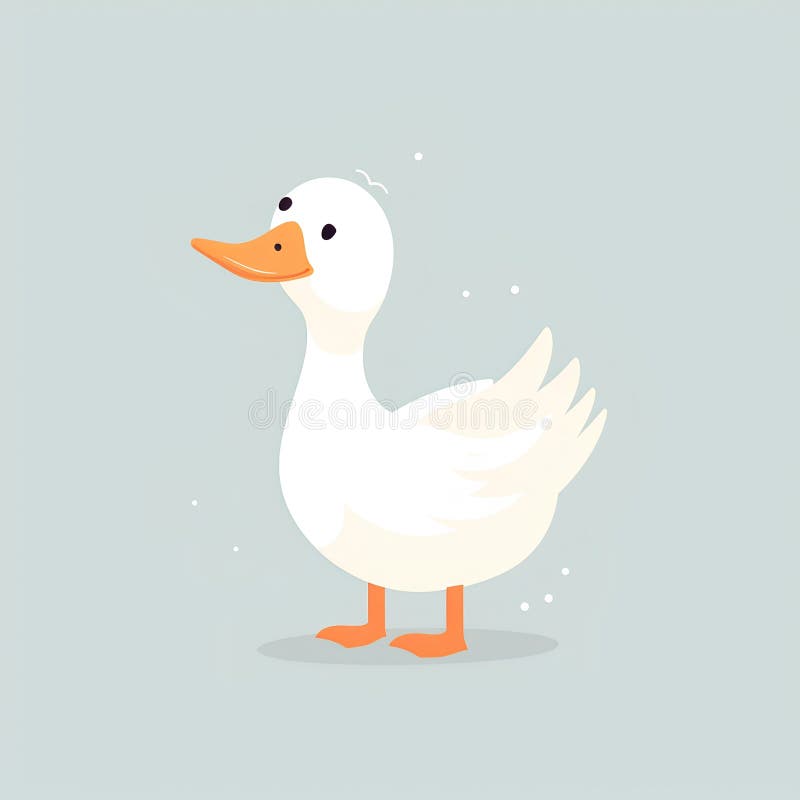 Vector Illustration of a Cute Cartoon White Duck on a Blue Background ...
