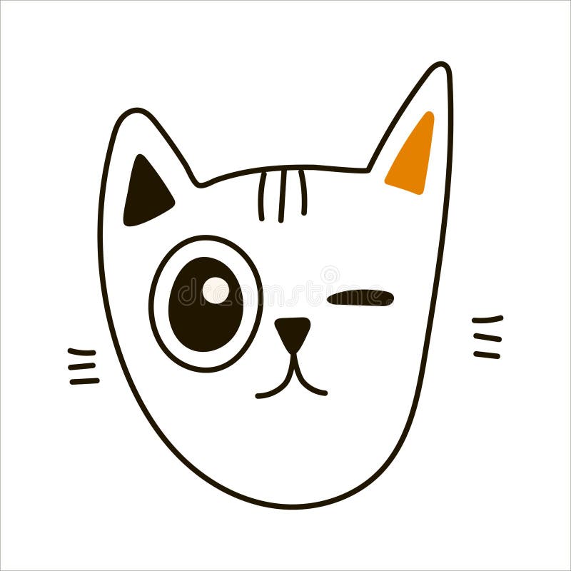 Vector Illustration of a Cute Cat Face in Doodle Style, Isolated ...