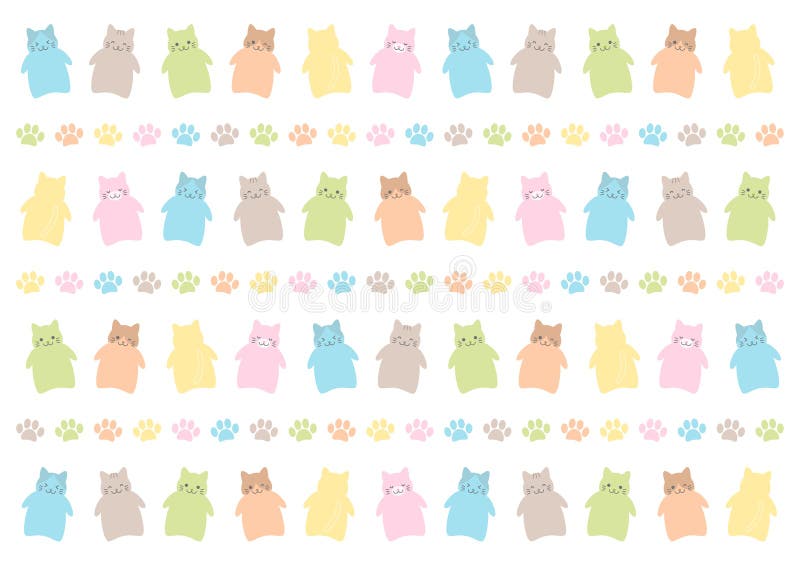 Vector Illustration of Cute Cat and Footprint Pattern. Cute Design in ...