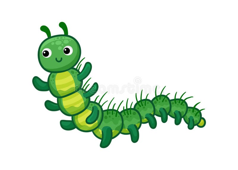 Vector Illustration of a Cute Caterpillar. Insect in Cartoon Style on a ...
