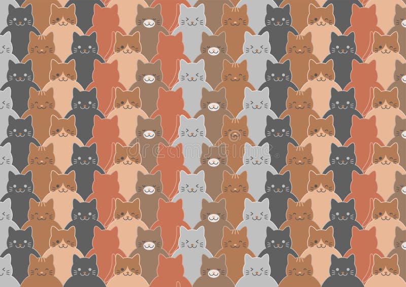 Vector Illustration of Cute Cats Lined Up. Seamless Pattern Stock ...
