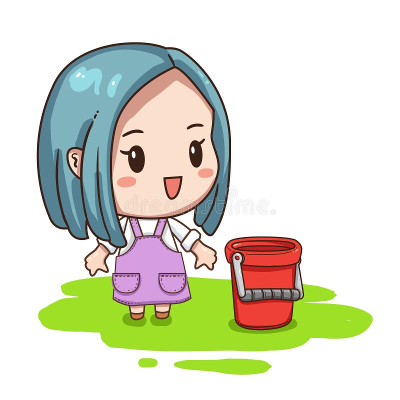 Cartoon Cleaning Service Girl in Formal Clothes. Stock Vector ...