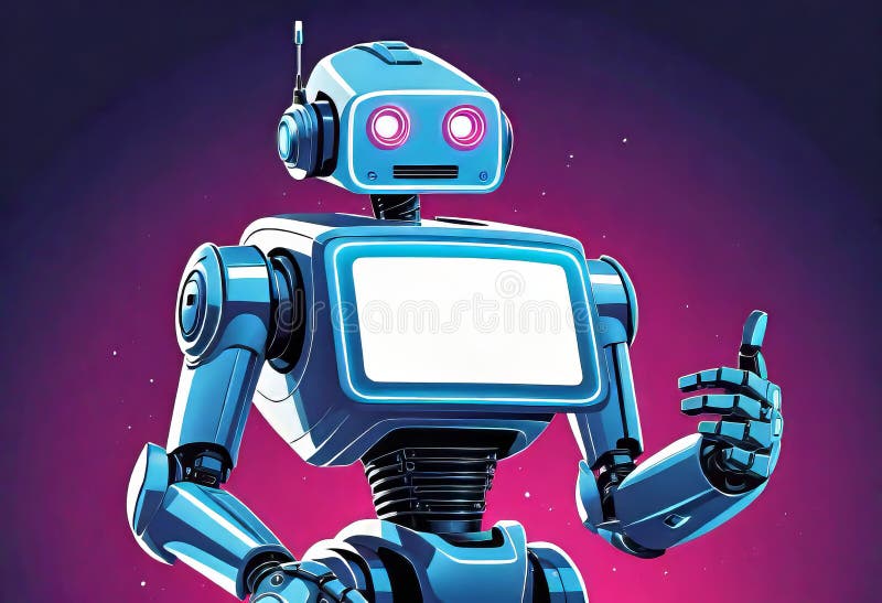 Vector Illustration, Cute Customer Service Robot Poster with Copy Space ...