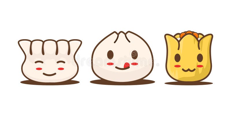 Vector Illustration of Cute Dim Sum Cartoon Stock Vector - Illustration ...