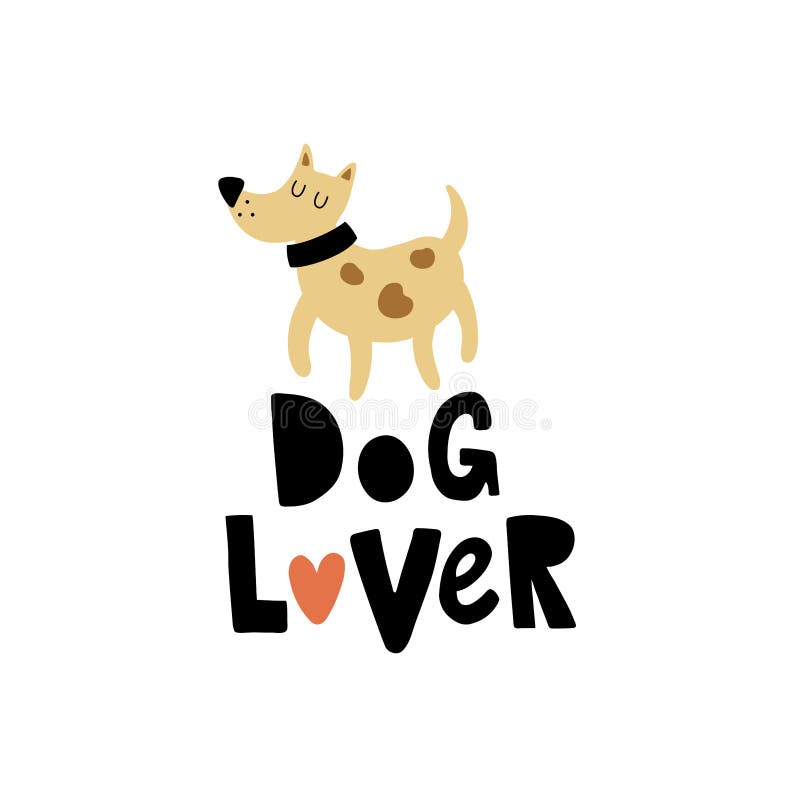 Vector Illustration of Cute Dog and Lettering Text Stock Vector ...