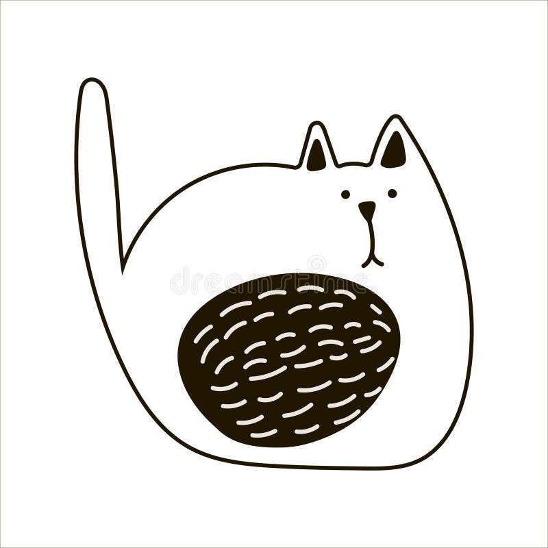 Vector Illustration of a Cute Fat Cat in Doodle Style, Isolated Element ...