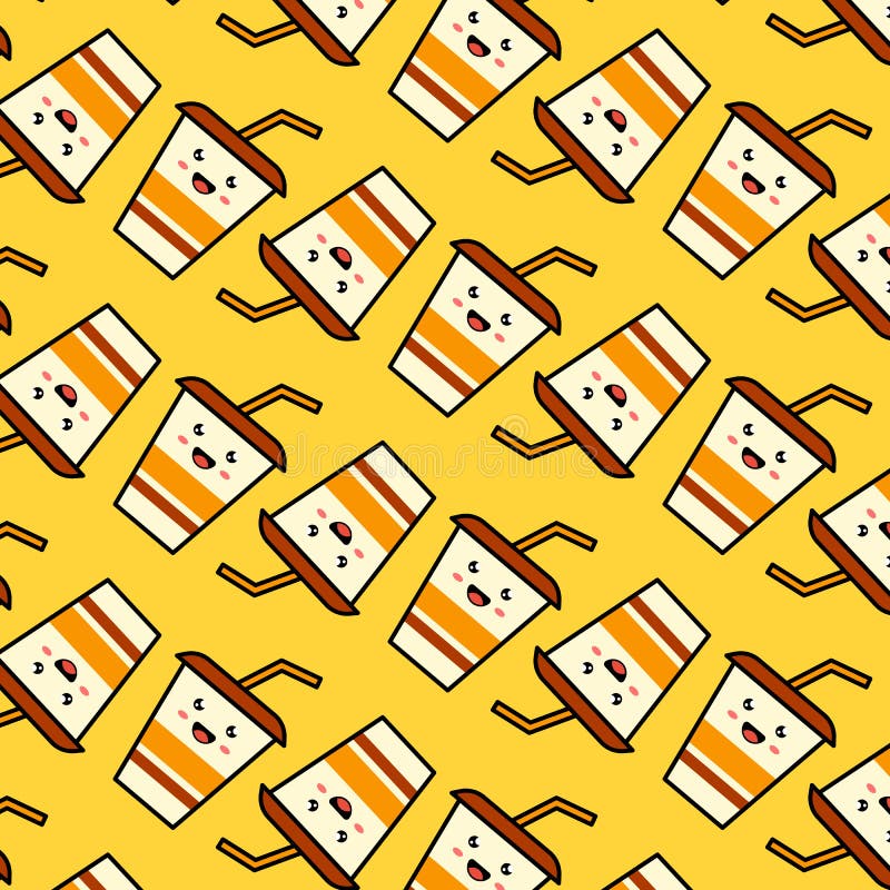 Vector Illustration Cute Flat Design Glass Cup Pattern Stock Vector ...