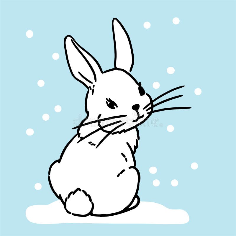 Vector Illustration. Cute Hand Drawn Bunny on Snow Stock Vector ... Vector Illustration. Cute Hand Drawn Bunny on Snow Stock Vector ...