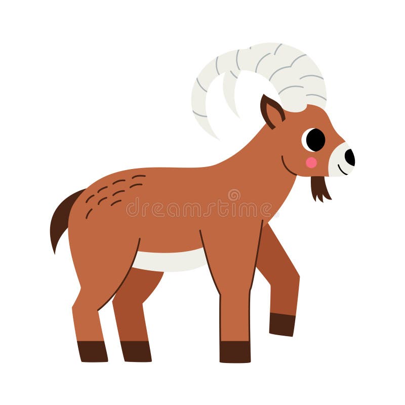 Cartoon Ibex Comic Animal Character on the Mountain Stock Vector ...