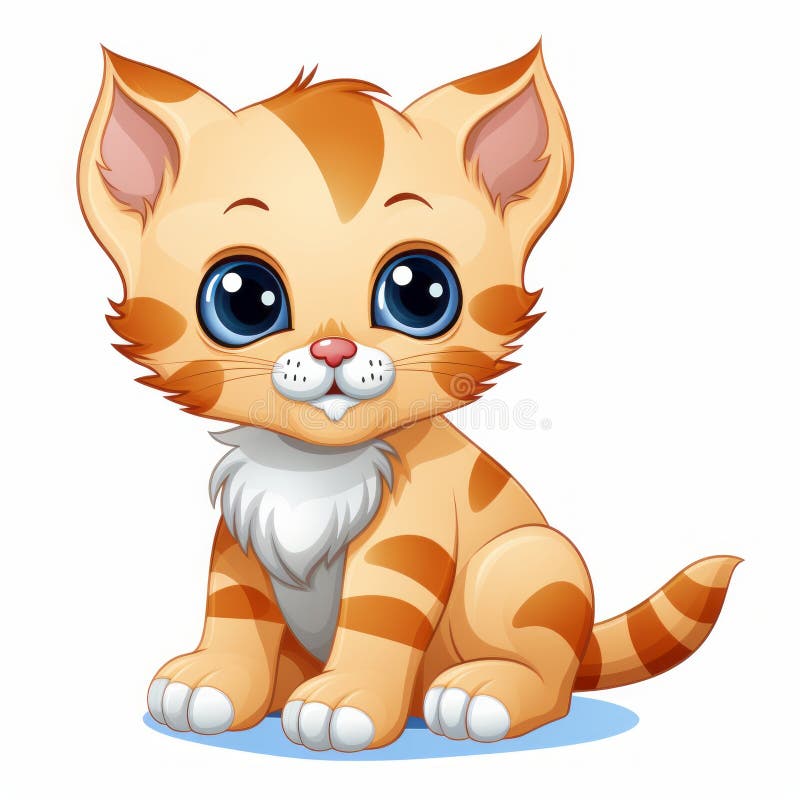 Cute Kitten with Umbrella in the Rain Vector Illustration Stock ...