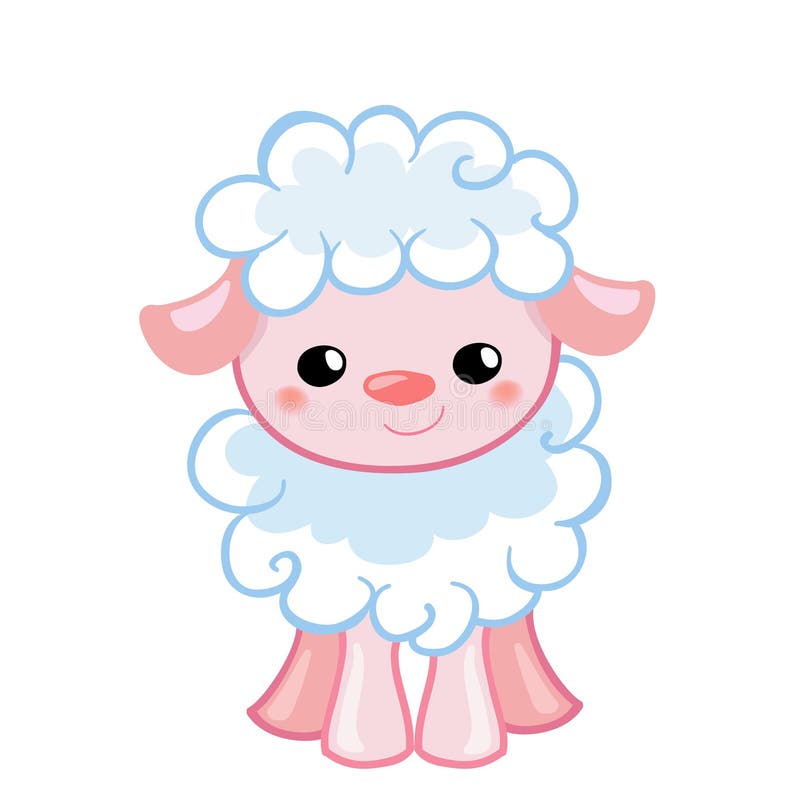 Vector Illustration Cute Lamb in the Style Cartoon. Stock Vector ...