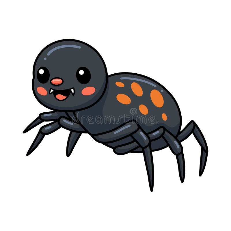 Cute Little Black Spider Cartoon Stock Vector - Illustration of graphic ...