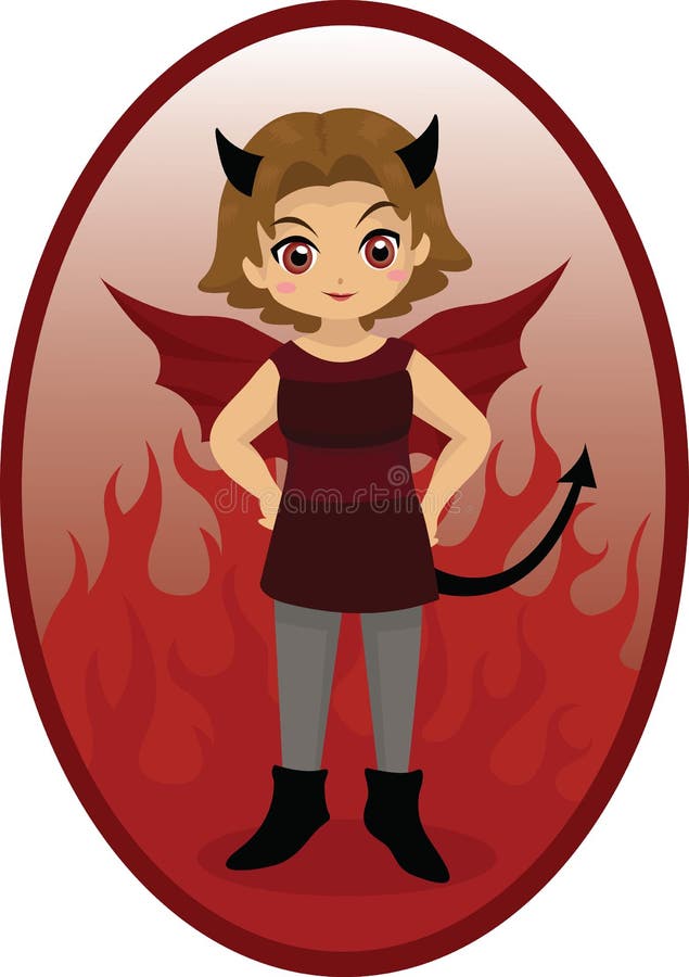 Little Devil Girl stock vector. Illustration of tail - 30102549